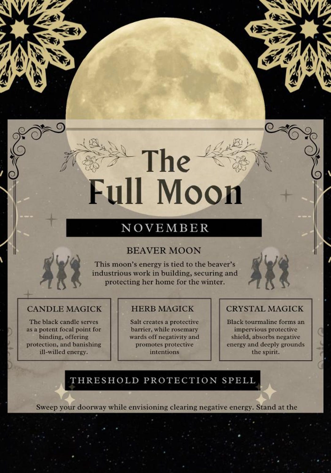 November Beaver Full Moon Printable Book of Shadows Page - Digital ...