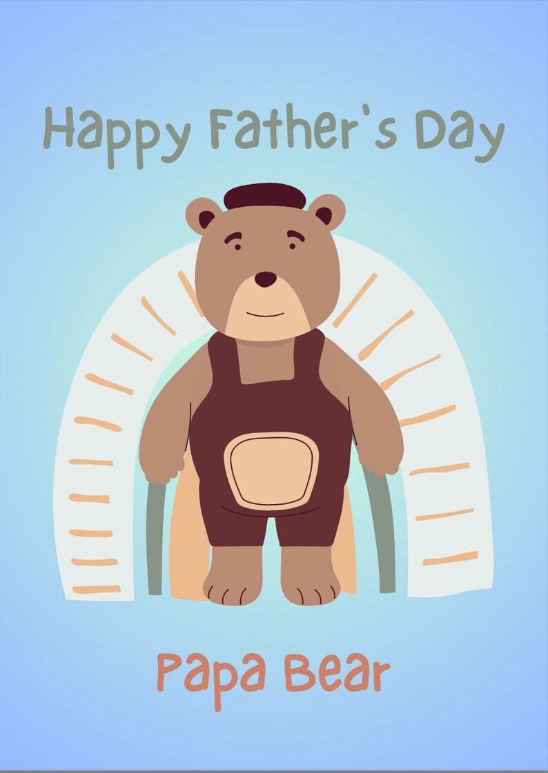 PRINTABLE Cute Papa Bear Father's Day Card - Etsy