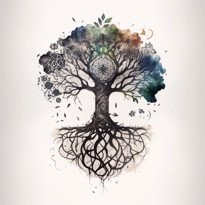 Tree of Dreams Gallery Wall Art, Digital Dreaming Tree Art, Colorful ...