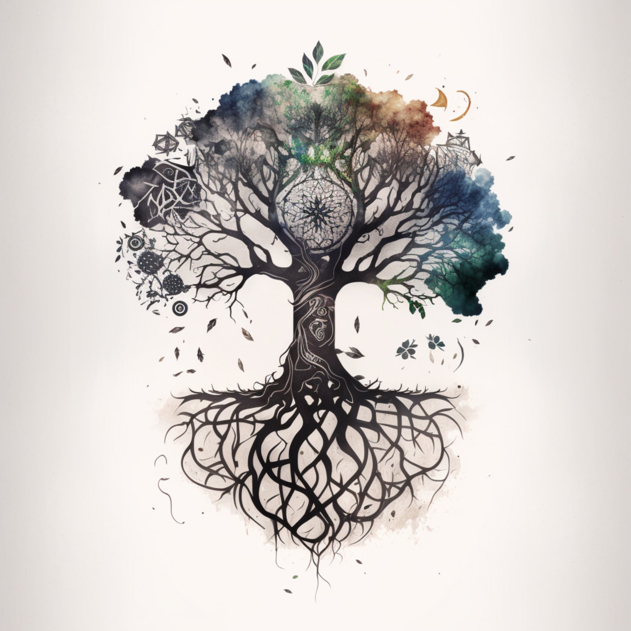 Tree of Dreams Gallery Wall Art, Digital Dreaming Tree Art, Colorful ...