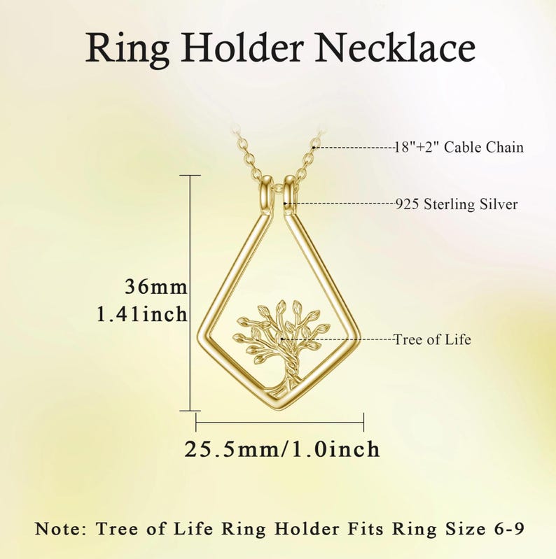 Two-tone Tree of Life Ring Holder Pendant, Nurse Necklace, Mother Gift ...