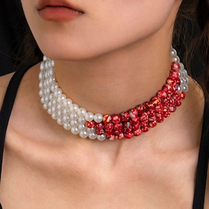 Bloody Pearl Necklace, Vampire Jewelry, Gothic Bloody Necklace ...