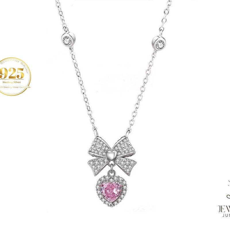 Pink and Silver Necklace - Etsy