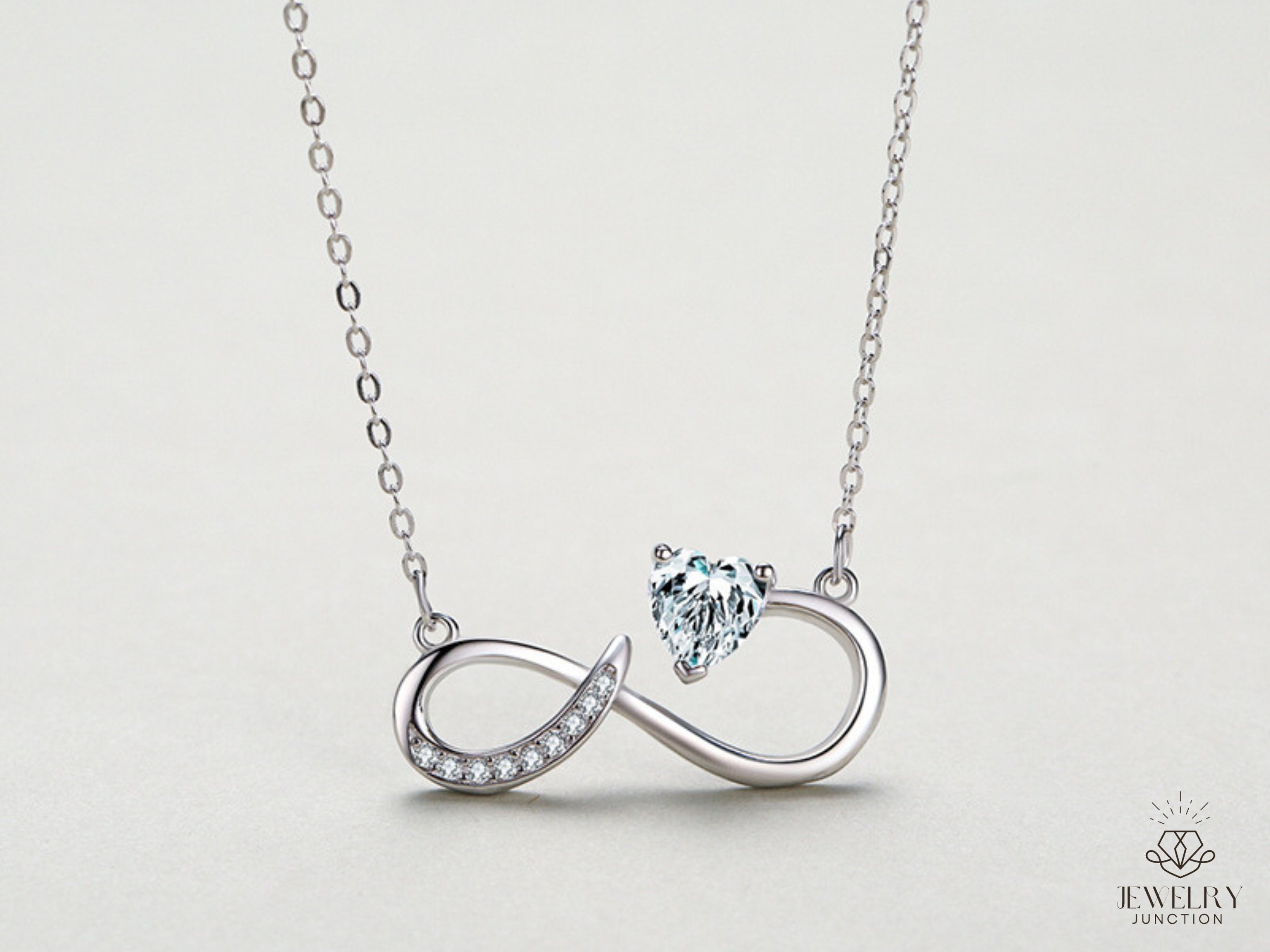 Infinity Heart Sterling Silver Necklace Inlay Zircon Pendant - Etsy