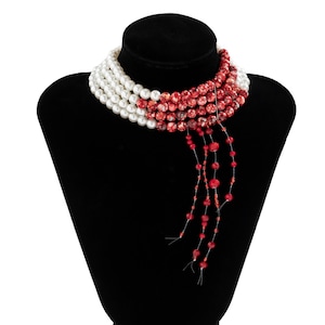 Bloody Pearl Necklace, Vampire Jewelry, Gothic Bloody Necklace ...