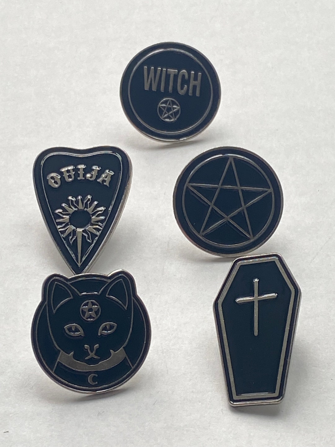 Witch Satanic Black Cat Goth Pin Brooches - Etsy