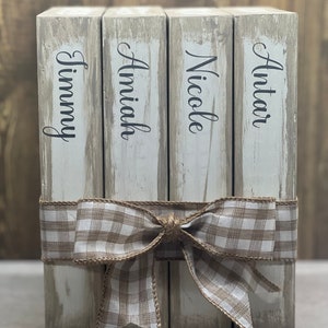 Personalized Family Book Stack, Wood Book Stack, Personalized Book Stack, Home Decor, This is Us ...
