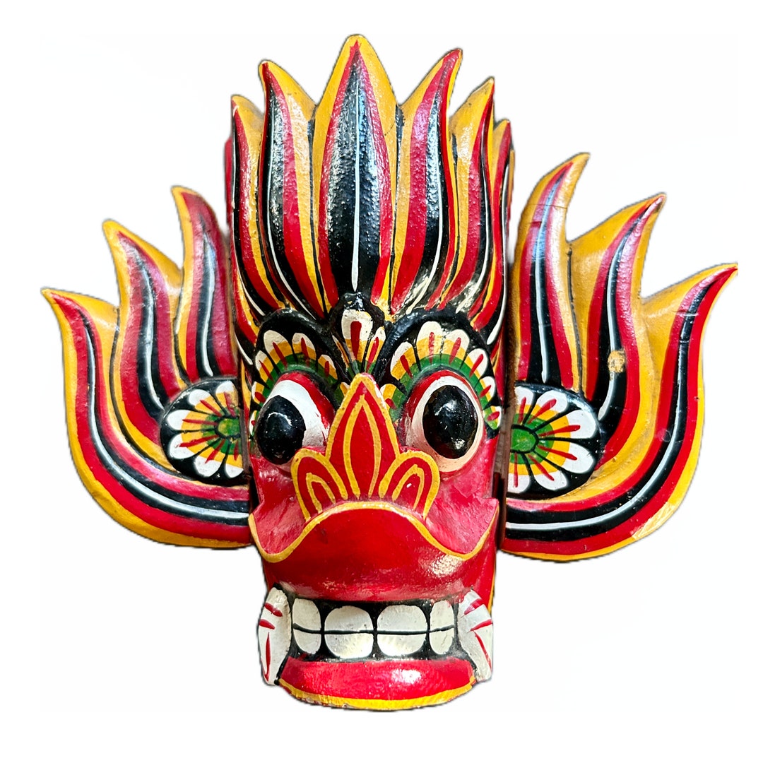 Decorative Fire Mask gini Raksha From Sri Lanka. Fire Devil Subdues ...
