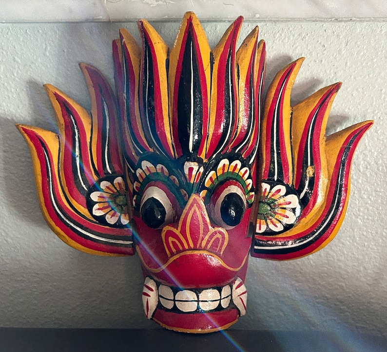 Decorative Fire Mask gini Raksha From Sri Lanka. Fire Devil Subdues ...