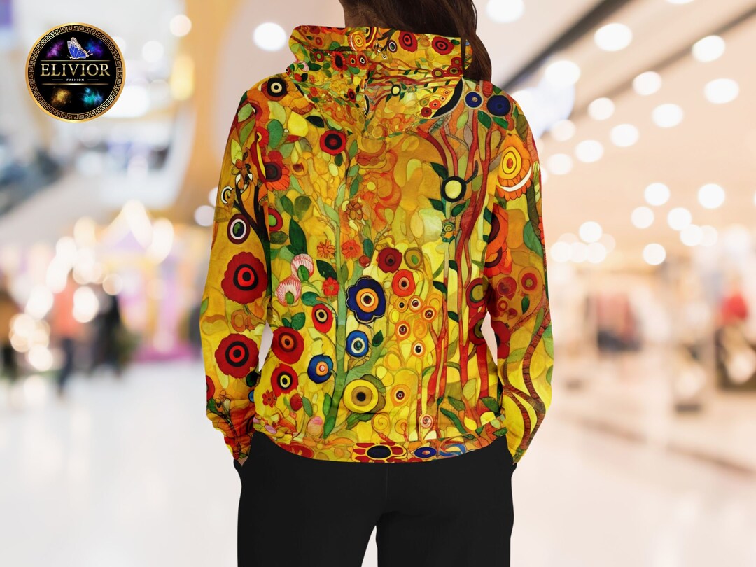 Luxurious Unique Streetwear Fashion Hoodie With Klimt Floral Art Print ...