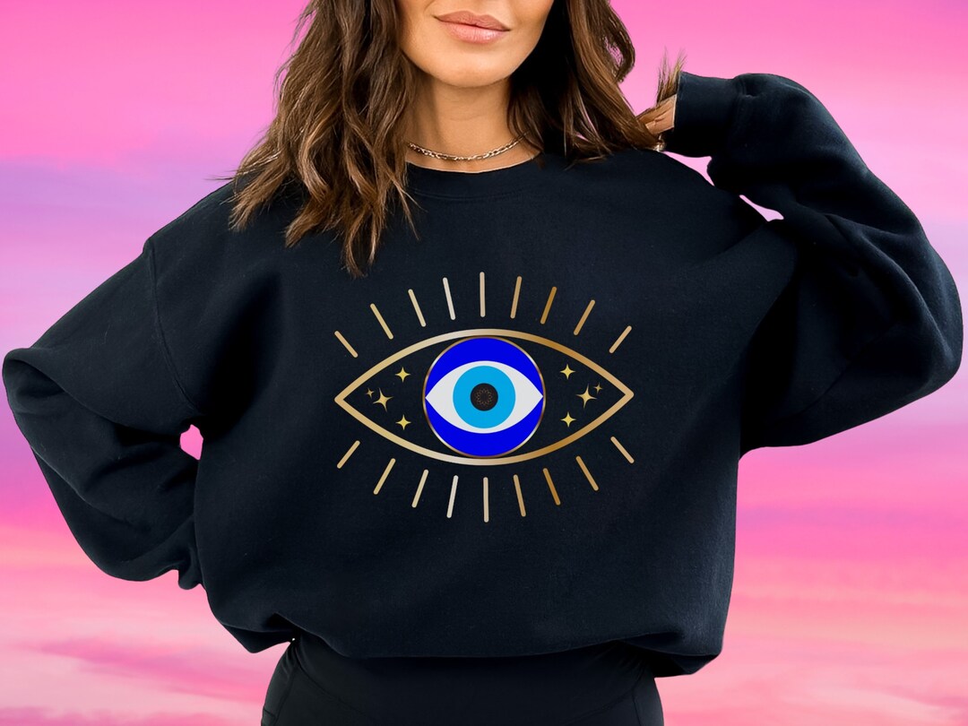 Evil Eye Sweatshirt Spiritual Gift for Her, Ward off Negativity in ...