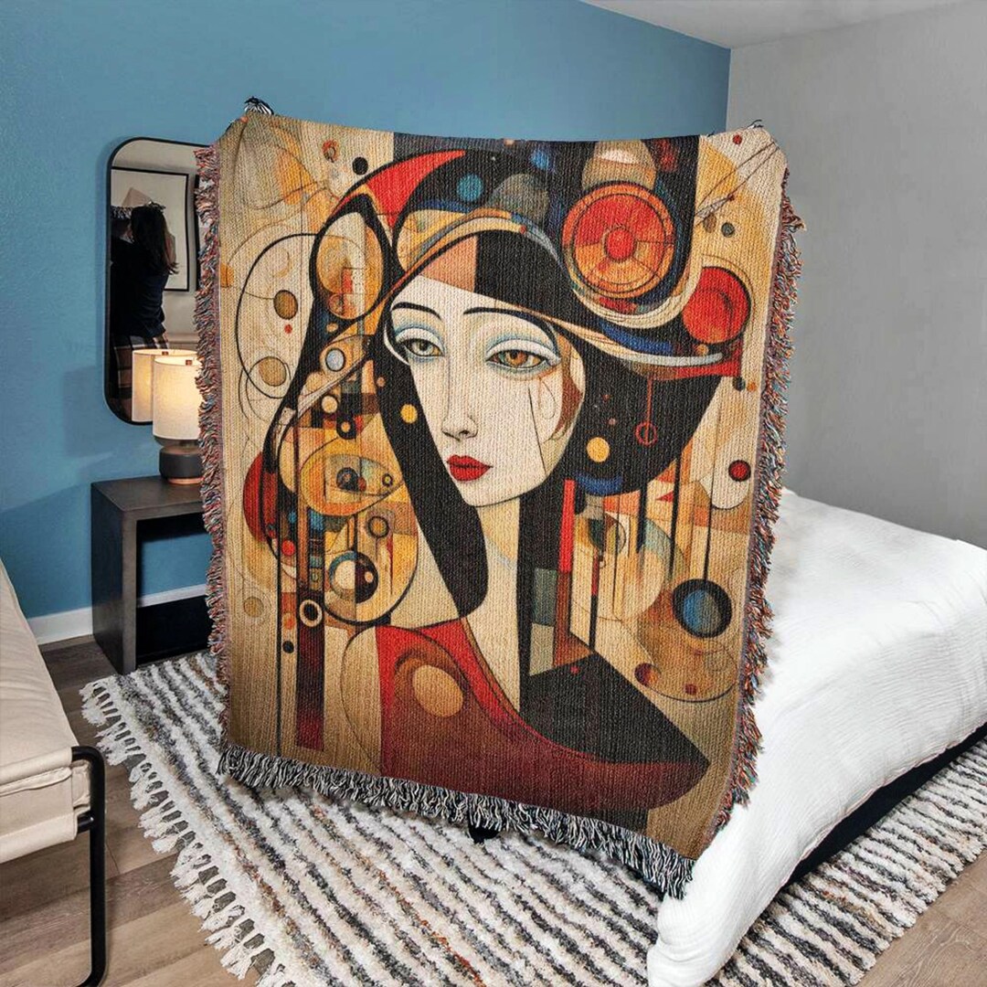Picasso Style Abstract Woman Cotton Blanket: Cubist Woman Art, Modern ...