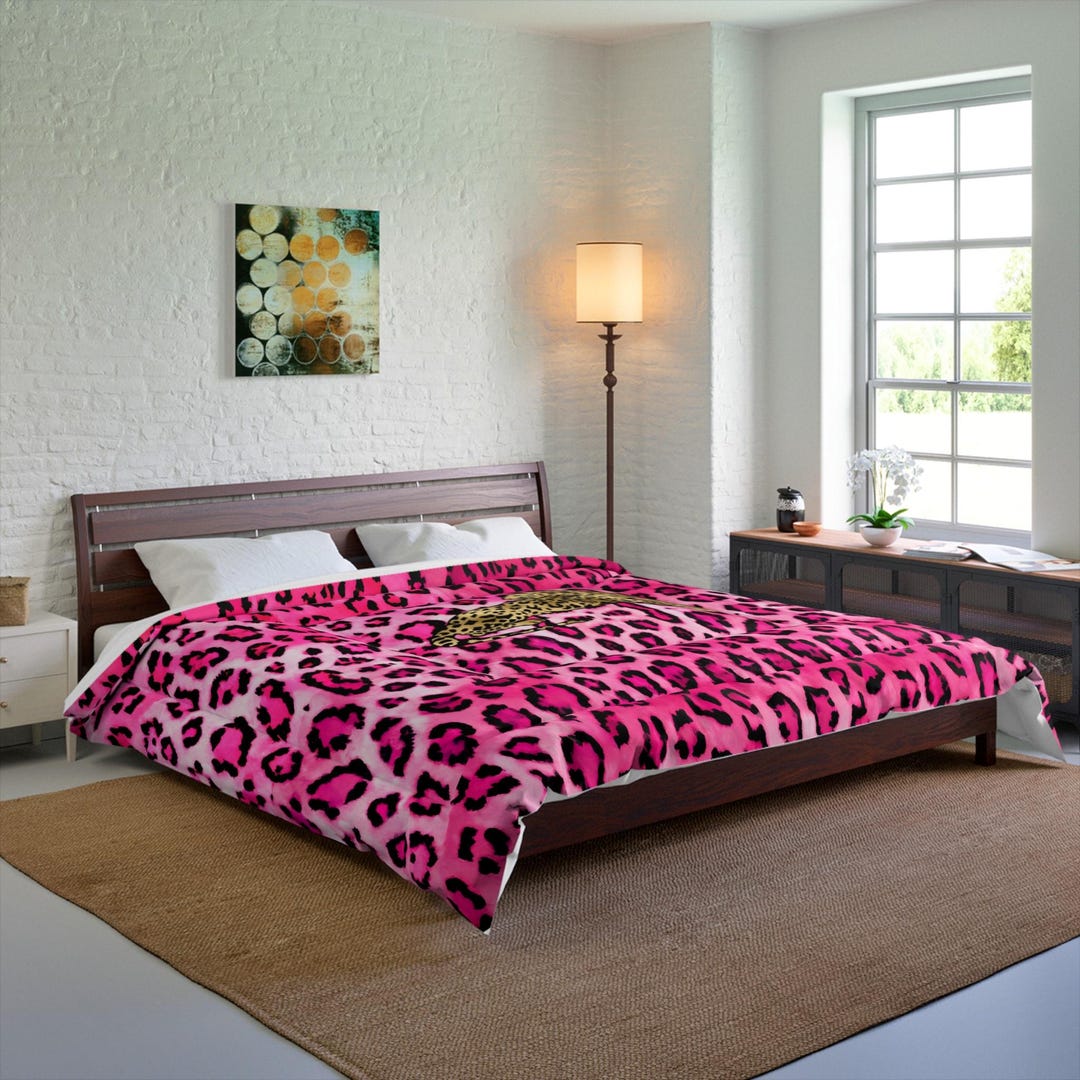 Pink Leopard Print Comforter: Luxury Microfiber Bedding - Etsy