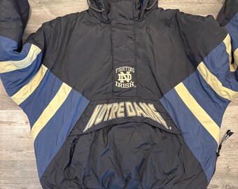Vintage 90's Notre Dame Fighting Irish Ncaa Colorblock Jacket Medium ...