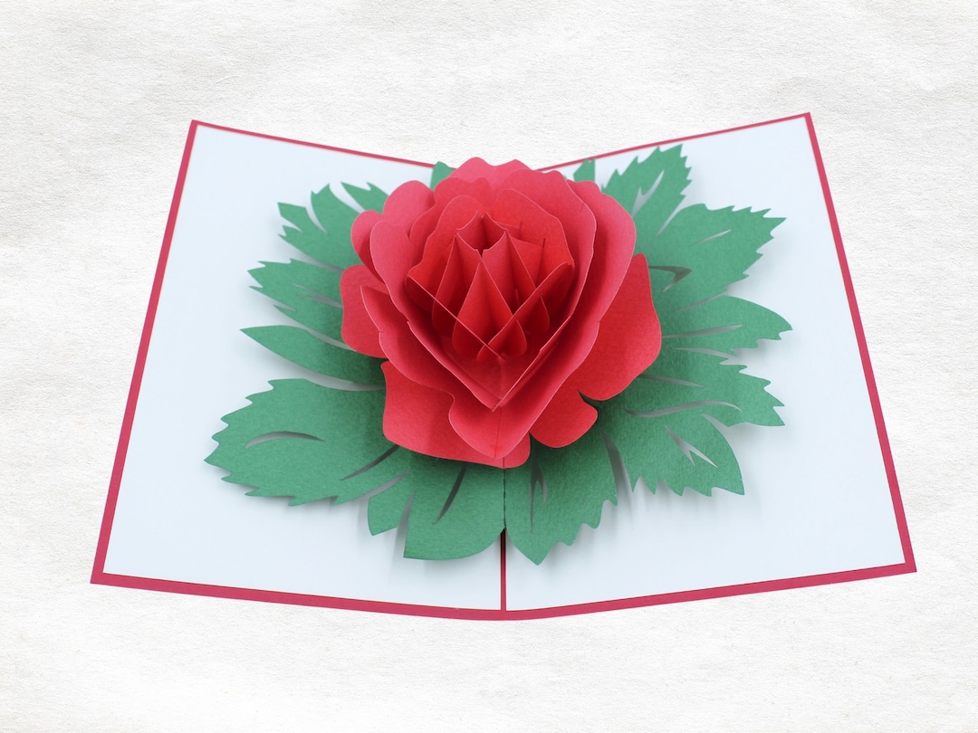 Beautiful 3D Pop-up Rose Flower Greeting Card Gift Flower in Vase ...