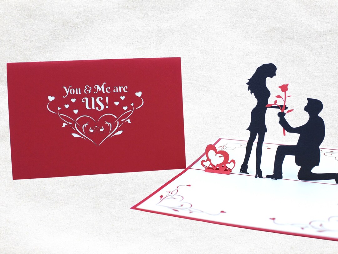 3D Marriage Proposal Greeting Card, Romantic, Couple, Gift, Pink ...