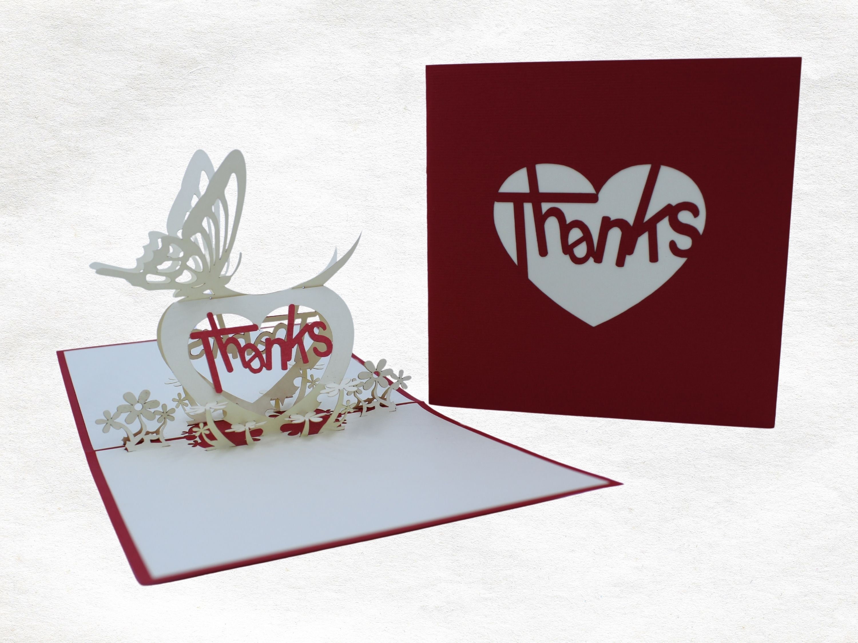 3D Pop up Thank You Card, Gift, Help, Heart, Butterfly, Gratitude ...