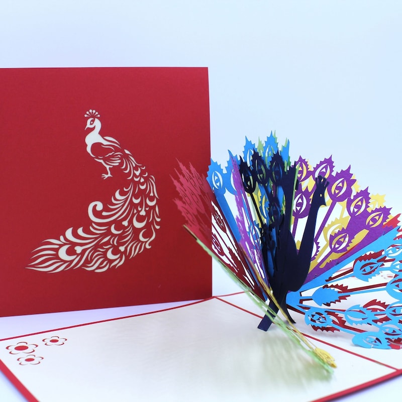 Peacock Pop up Card - Etsy
