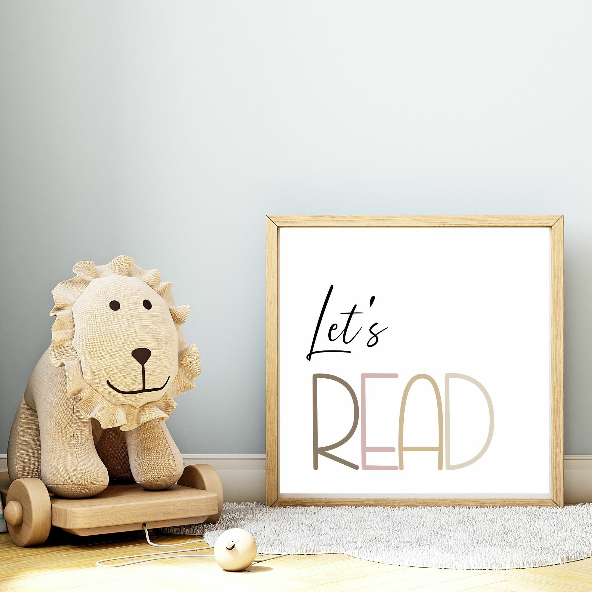 Let's Read, Neutral Color, Printable Wall Art, Educational Posters ...