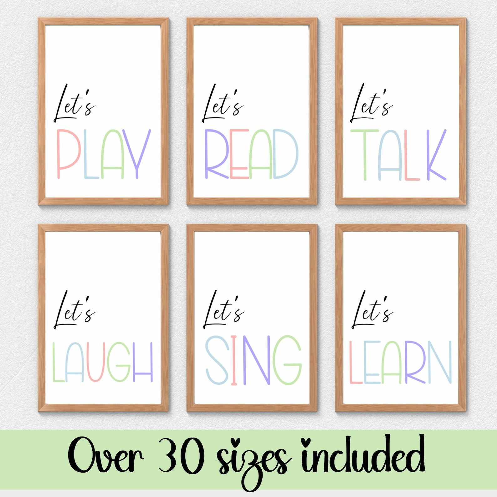Let's Read Pastel Printable Wall Art Set of 6 Educational Posters ...