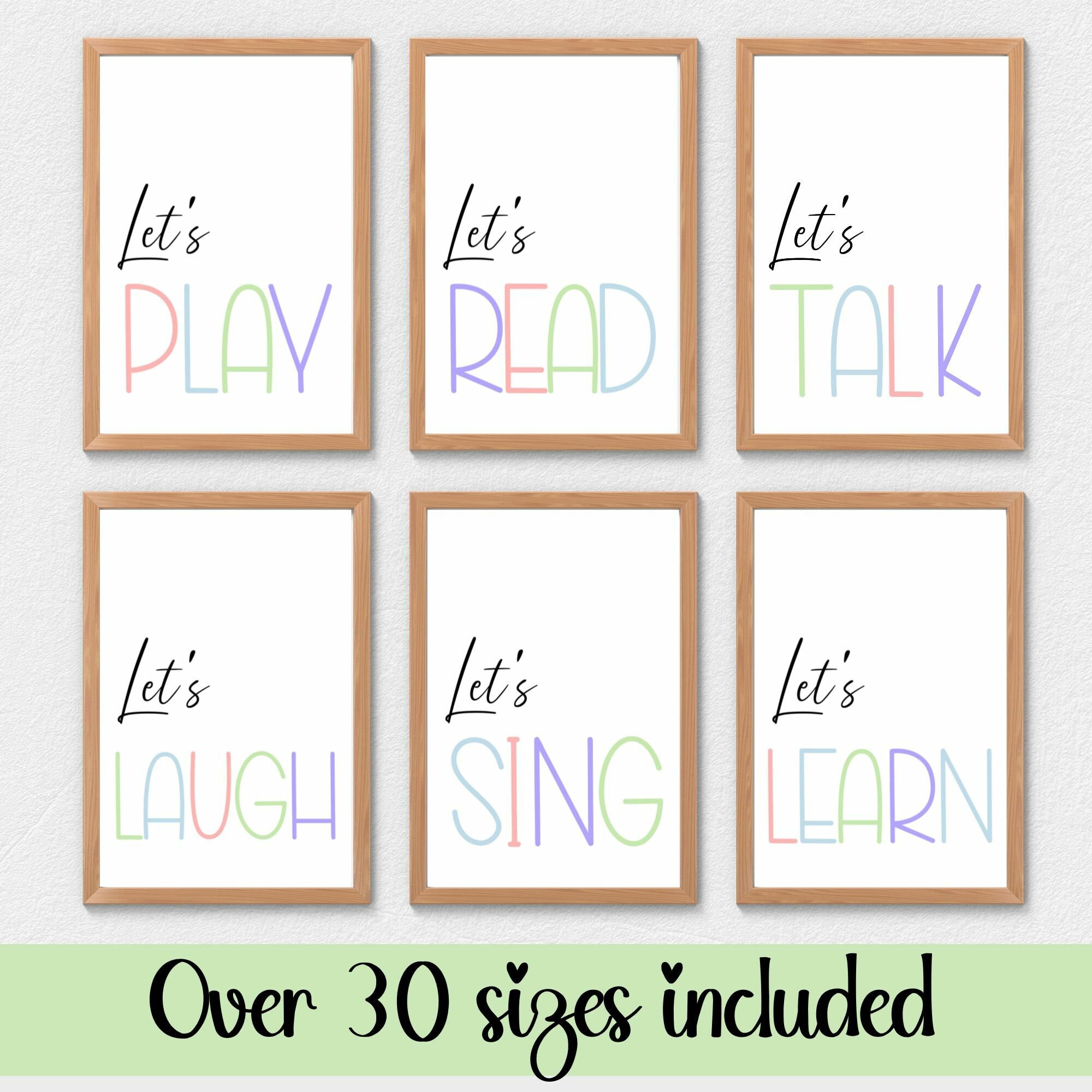 Let's Read Pastel Printable Wall Art Set of 6 Educational Posters ...