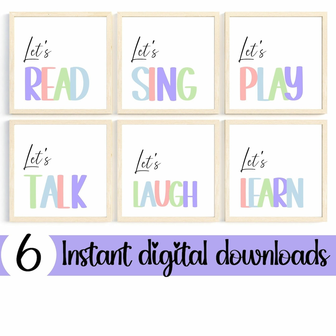 Let's Read Pastel Printable Wall Art Set of 6 Educational Posters ...