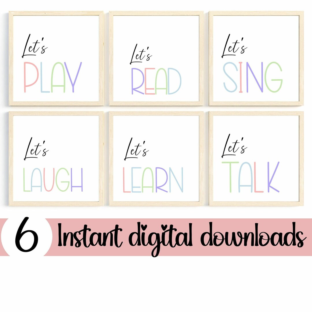 Let's Read Pastel Printable Wall Art Set of 6 Educational Posters ...
