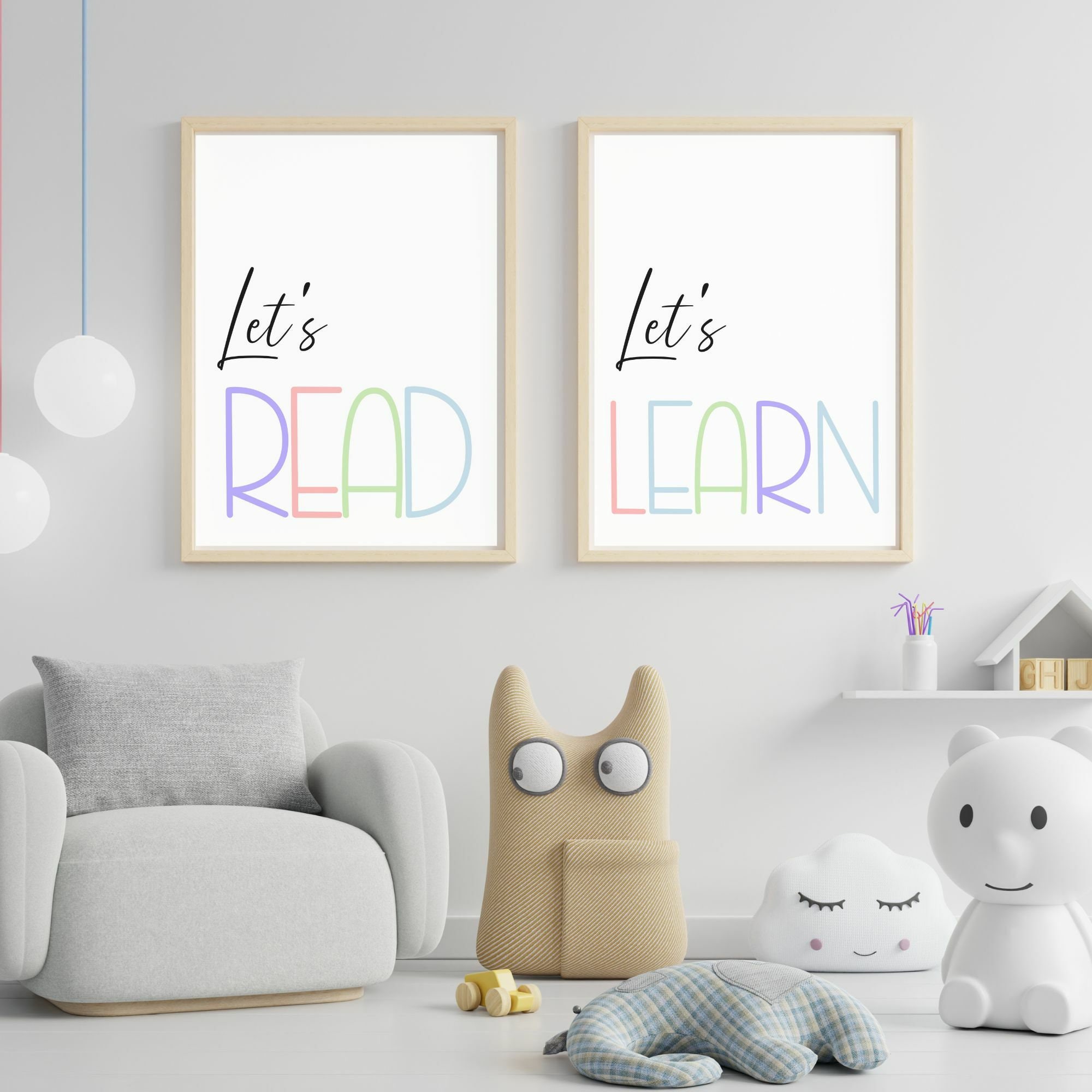 Let's Read Pastel Printable Wall Art Set of 6 Educational Posters ...