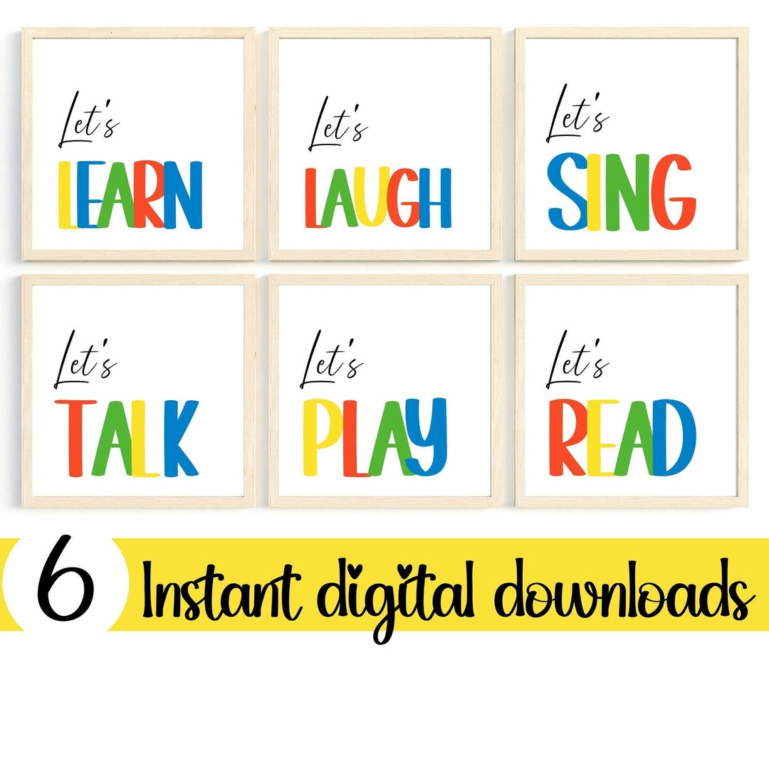 Let's Read Bright Printable Wall Art Set of 6 Educational Posters ...