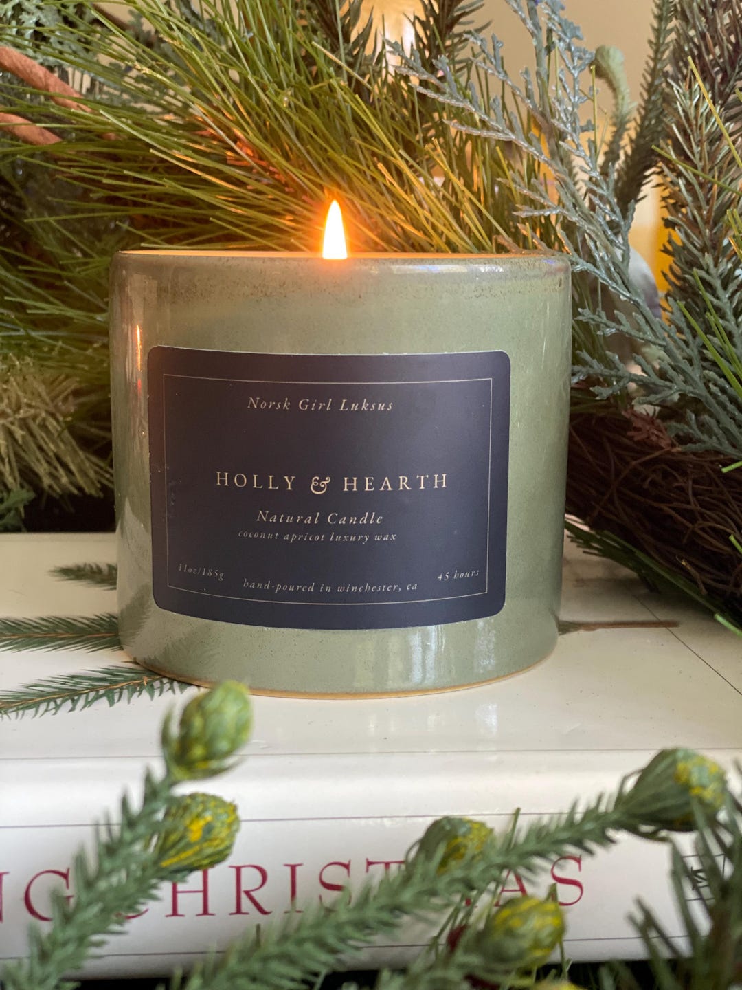 Holly & Hearth Luxury Christmas Candle, Holiday Scented Candle, Hand ...