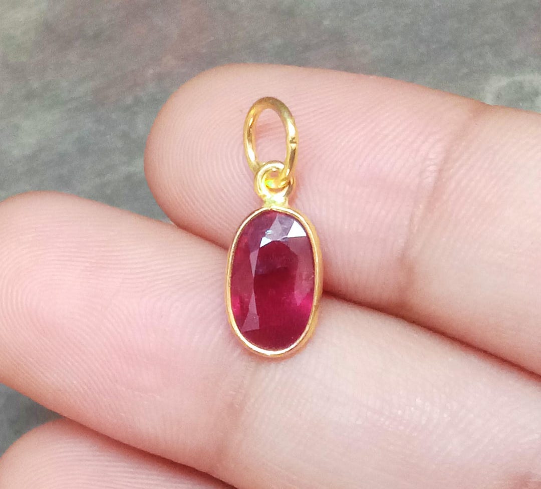 Ruby Gold Charm Pendant ,18k Gold Pendant, Solid Gold Pendant, Handmade ...