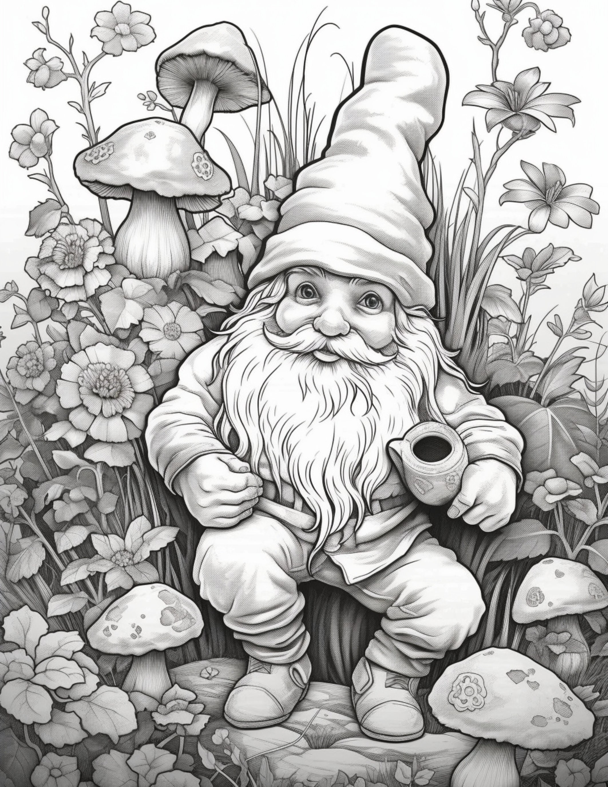 Garden Gnomes Coloring Book for Adults Teens Instant - Etsy