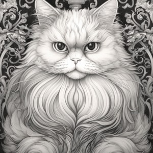 Cats Coloring Book: 26 Grayscale Illustrations (printable PDF) - Etsy