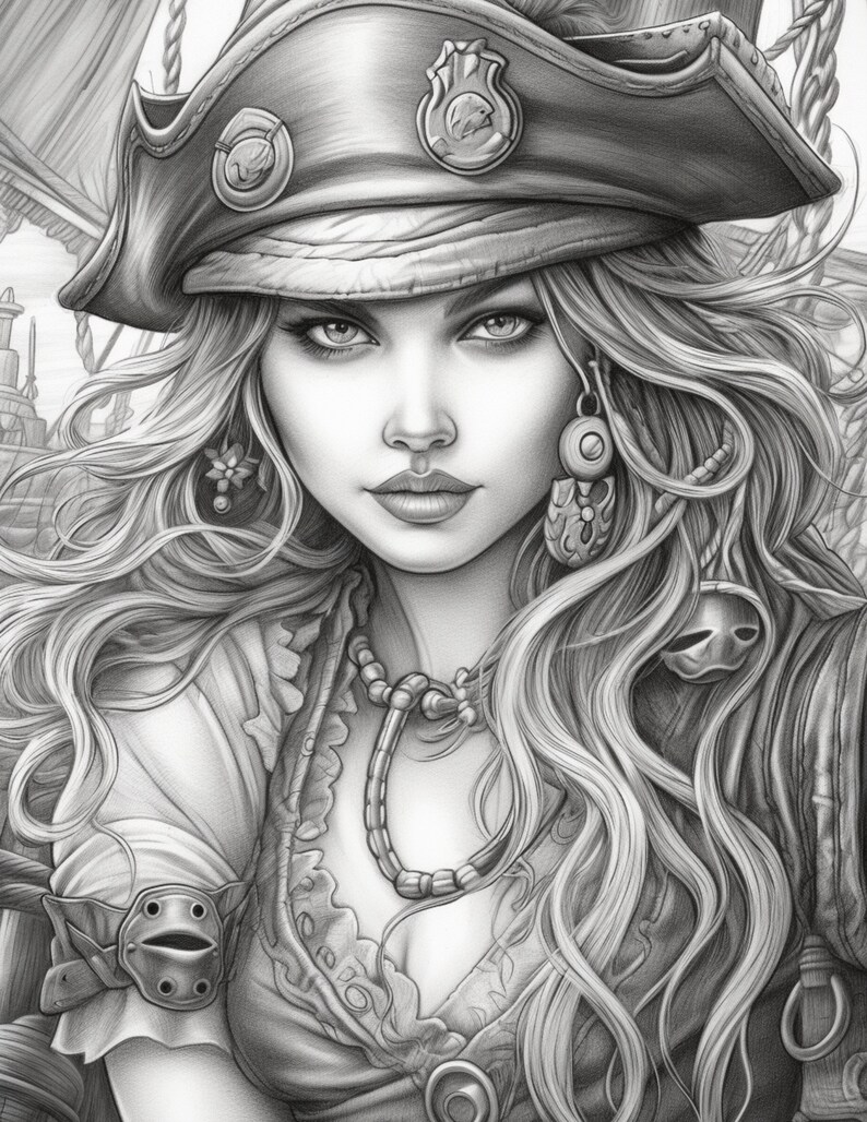 Fierce Female Pirates Coloring Pages for Adults Kids - Etsy