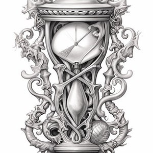 Abstract Hourglass Coloring Book for Adults and Kids, Grayscale ...