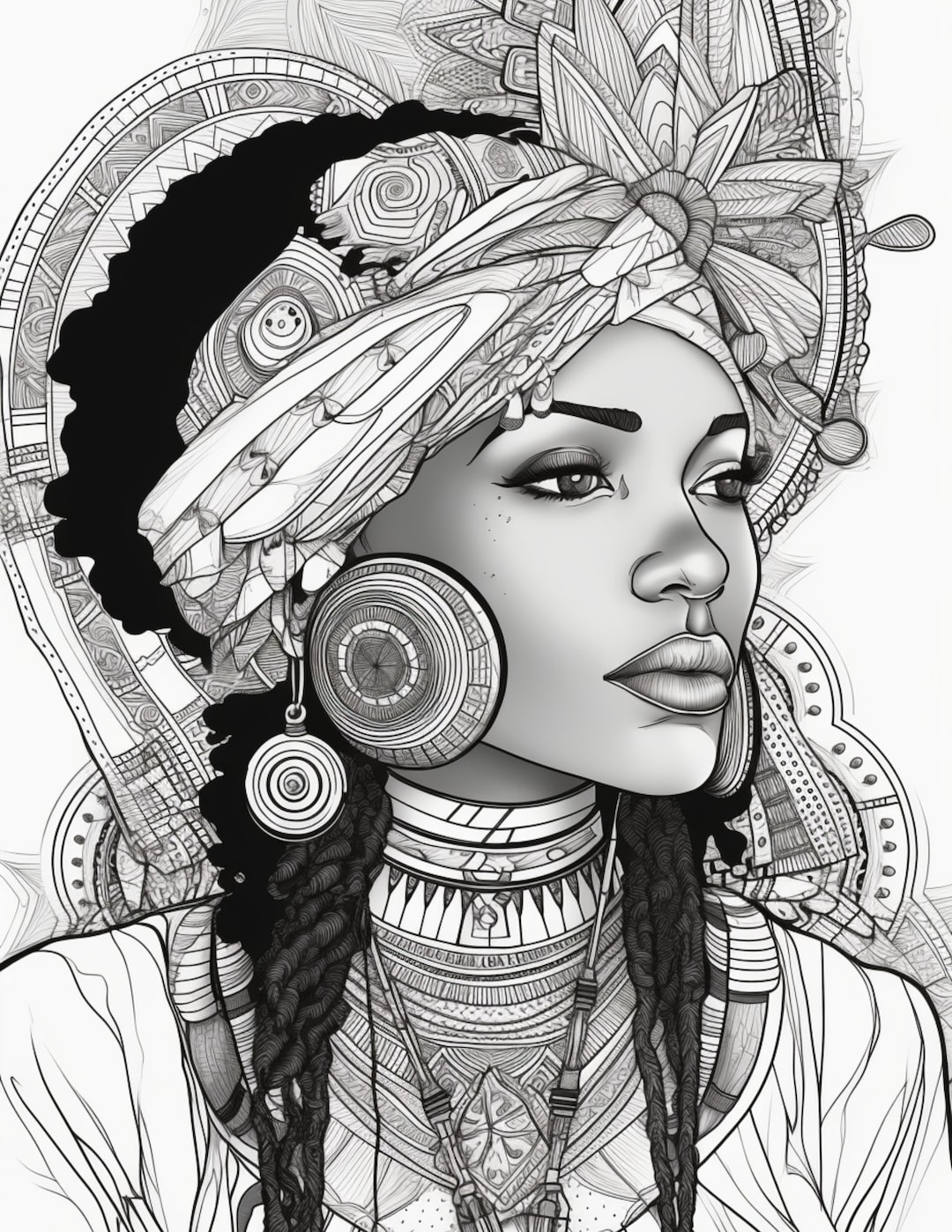 Black Woman Coloring Pages, Printable PDF, Beautiful African American ...