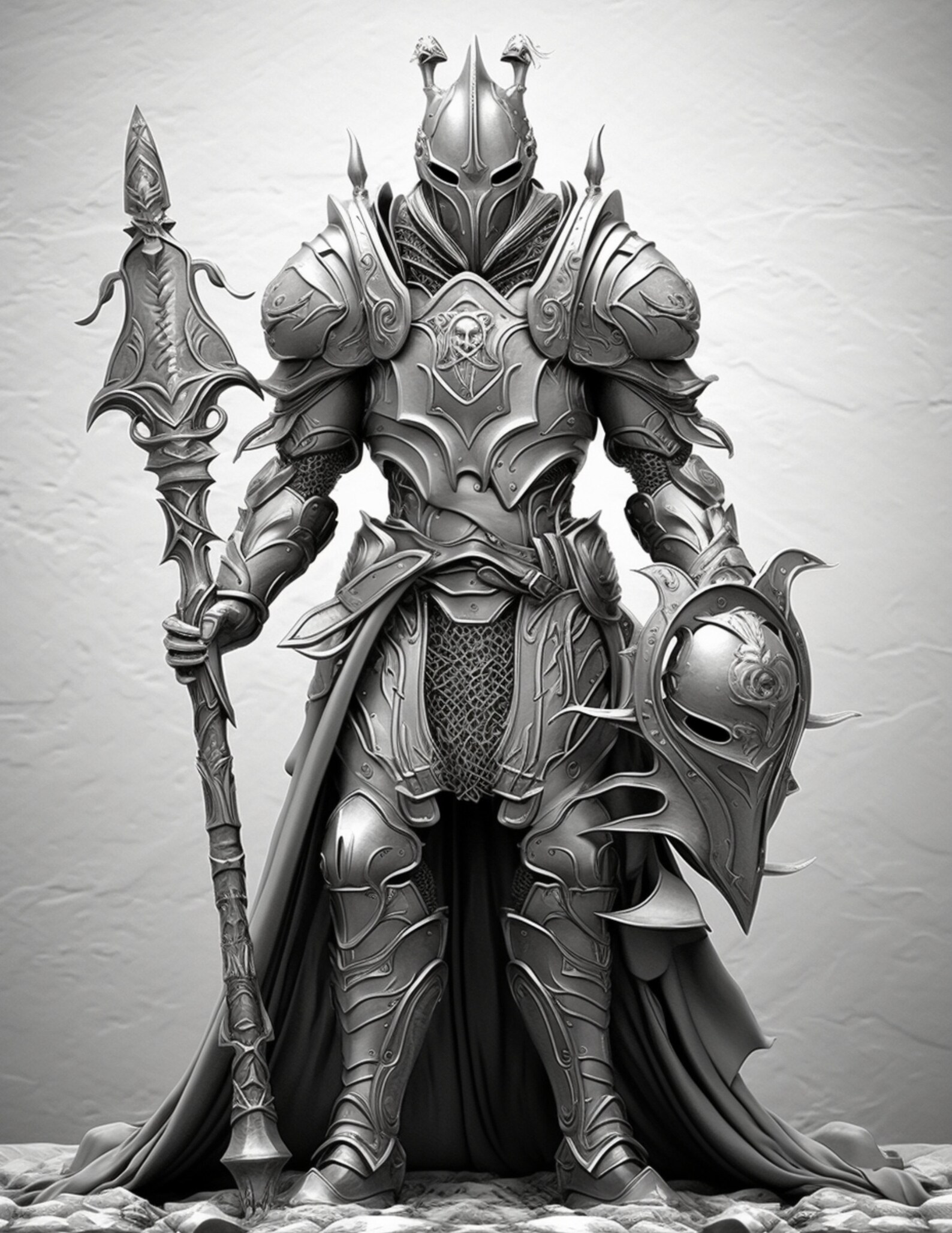 Knights Coloring Page for Adults and Teens Grayscale Coloring - Etsy