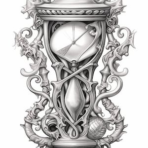 Abstract Hourglass Coloring Book for Adults and Kids, Grayscale ...
