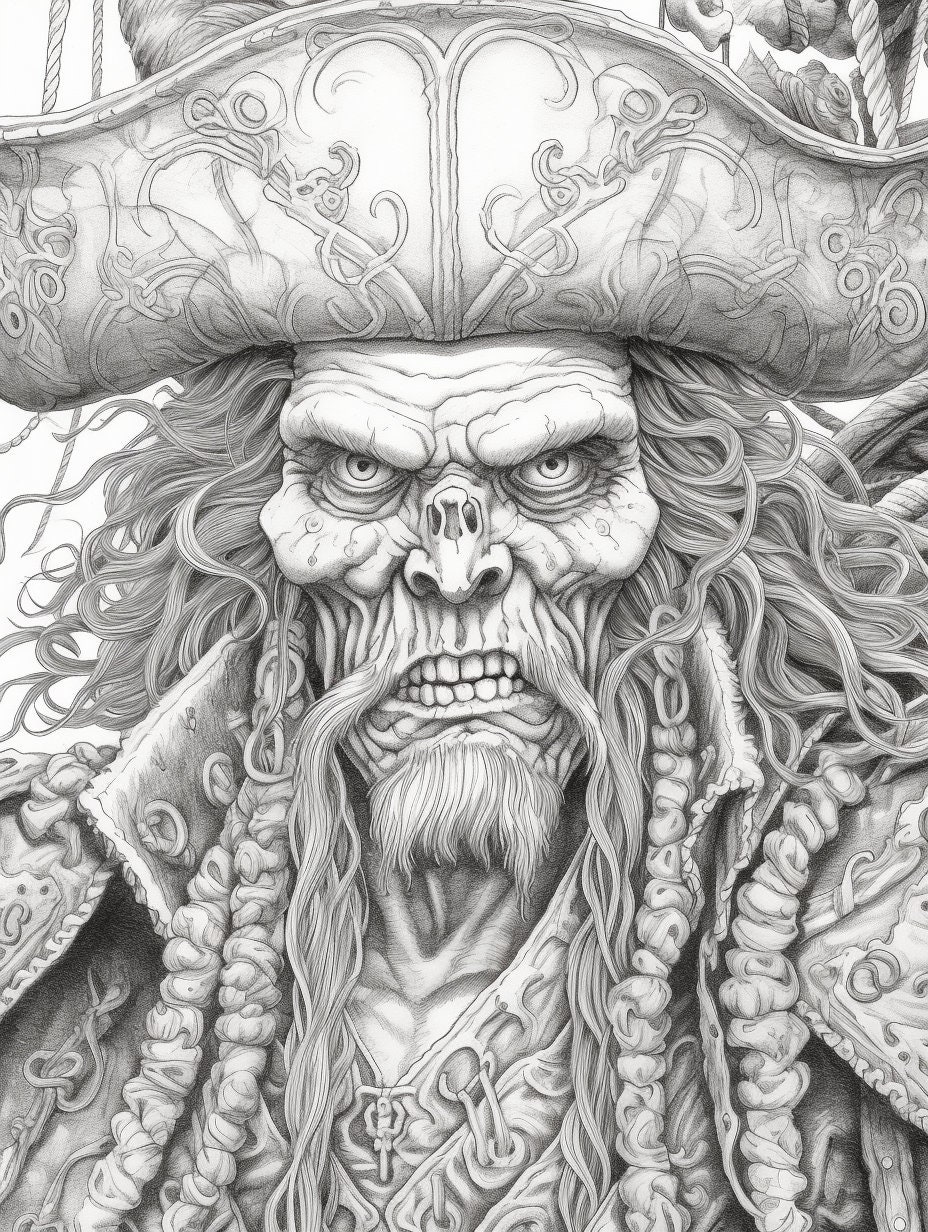 Zombie Pirates Coloring Book for Adults and Kids Grayscale - Etsy