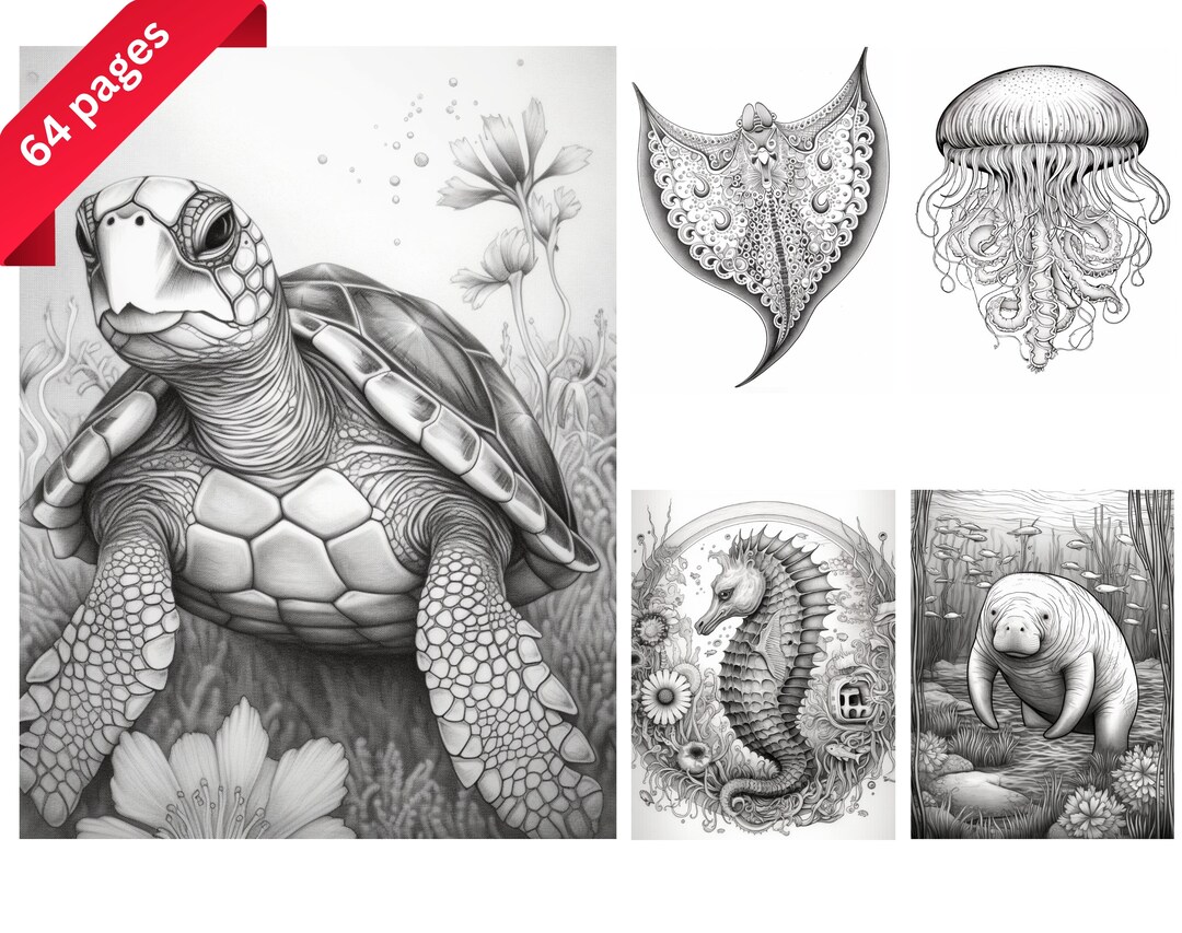 Underwater Animals Coloring Pages, Digital Download, Page Printable ...