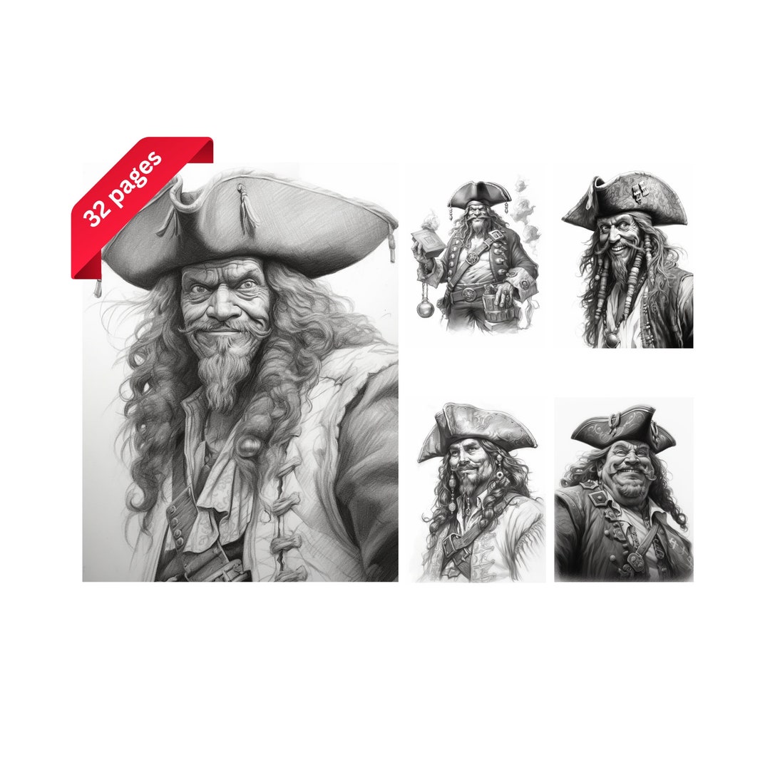 Pirates Coloring Pages for Adults, Instant Download, Printable PDF ...