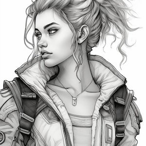 Punk Rocker Coloring Pages: Grayscale Illustrations (instant Download ...