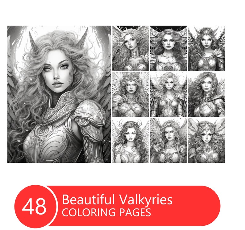 Beautiful Valkyries Coloring Book for Adults and Kids - Etsy Australia