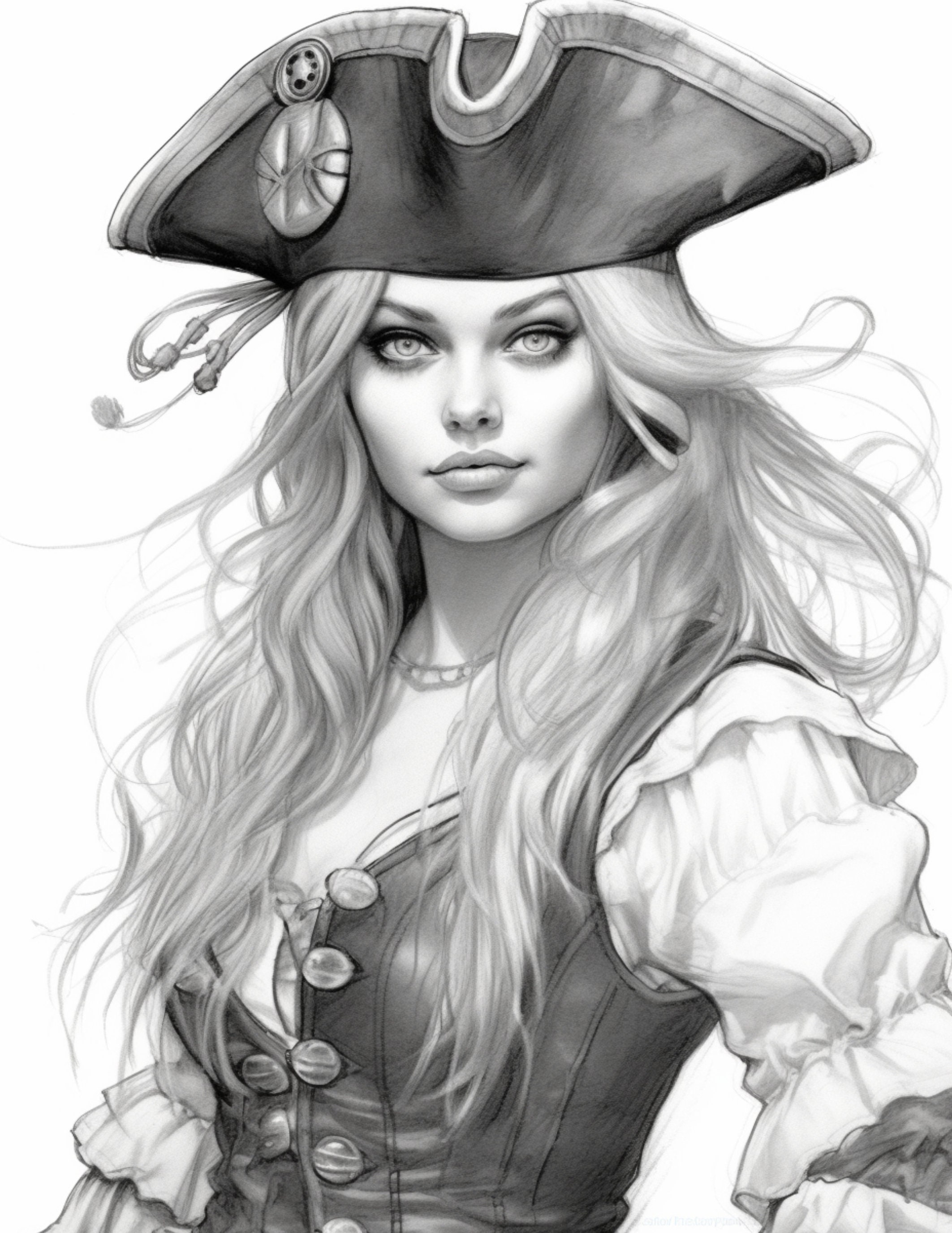 20 Fierce Female Pirates: Coloring Pages for Adults Kids - Etsy