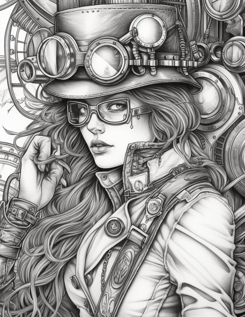 Steampunk Coloring Book Adults Kids Coloring Pages Instant - Etsy