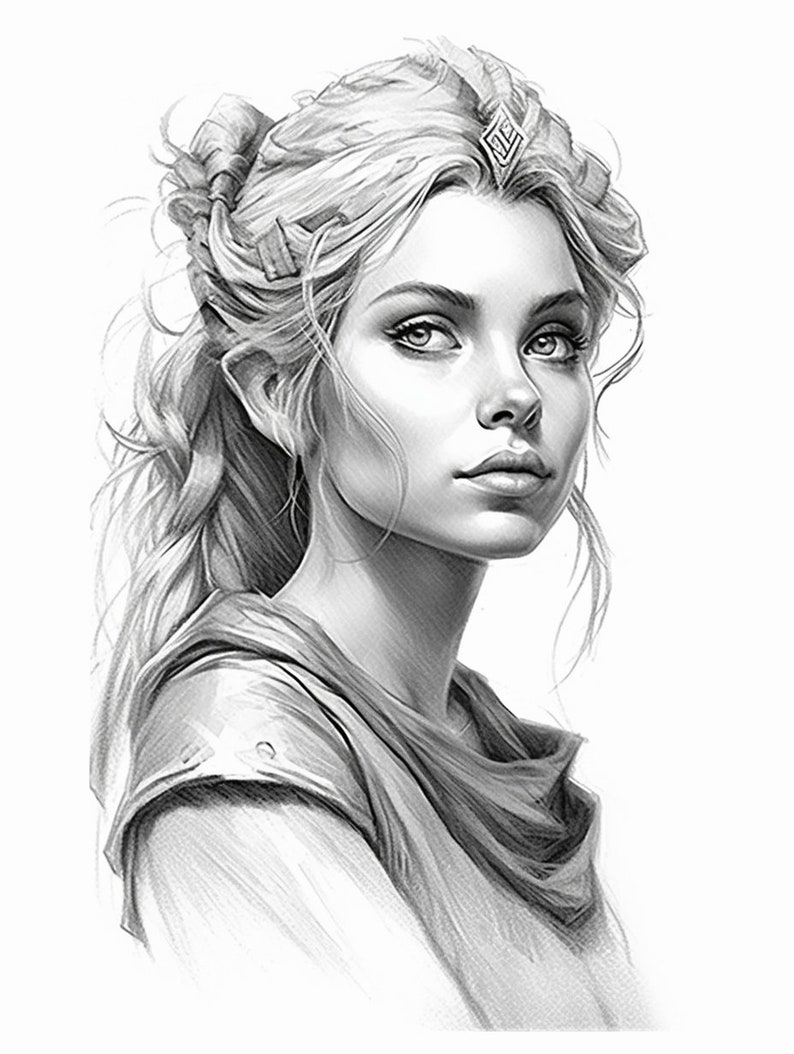Female Elf Coloring Page for Adults and Teens Grayscale - Etsy Australia
