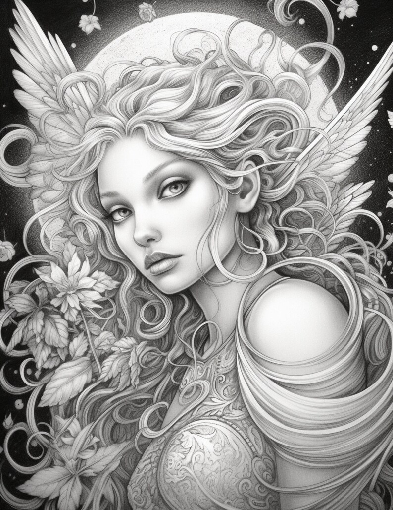 Moon Fairies Coloring Pages for Adults and Kids Instant - Etsy