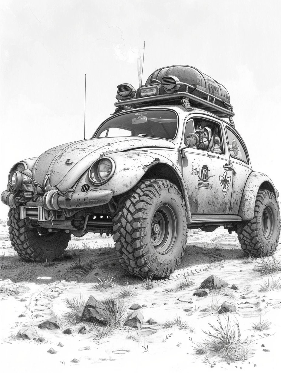 Rat Funk Cars Vol 2 Coloring Book: Grayscale Art (printable PDF File ...