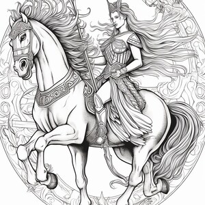 Valkyries Grayscale Coloring Book: Mythical Warrior Pages (printable ...