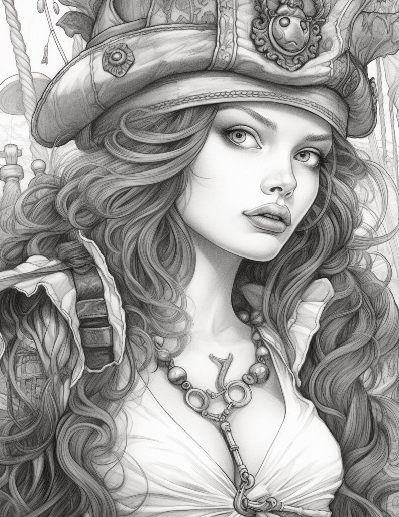 Fierce Female Pirates Coloring Pages for Adults Kids - Etsy